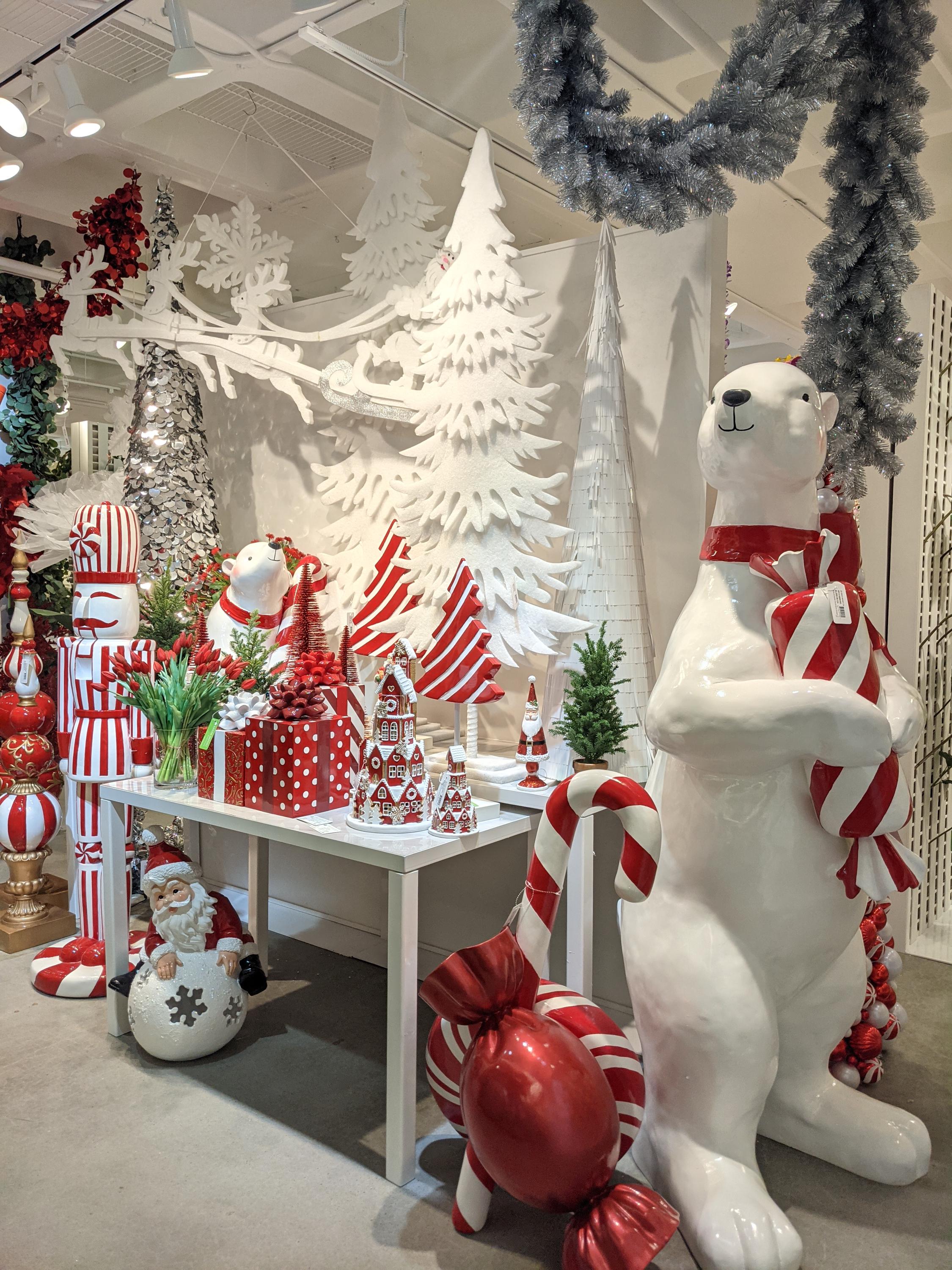 Tabletop Desktop Resin Red White Peppermint Stripe Flat Christmas Tree ...