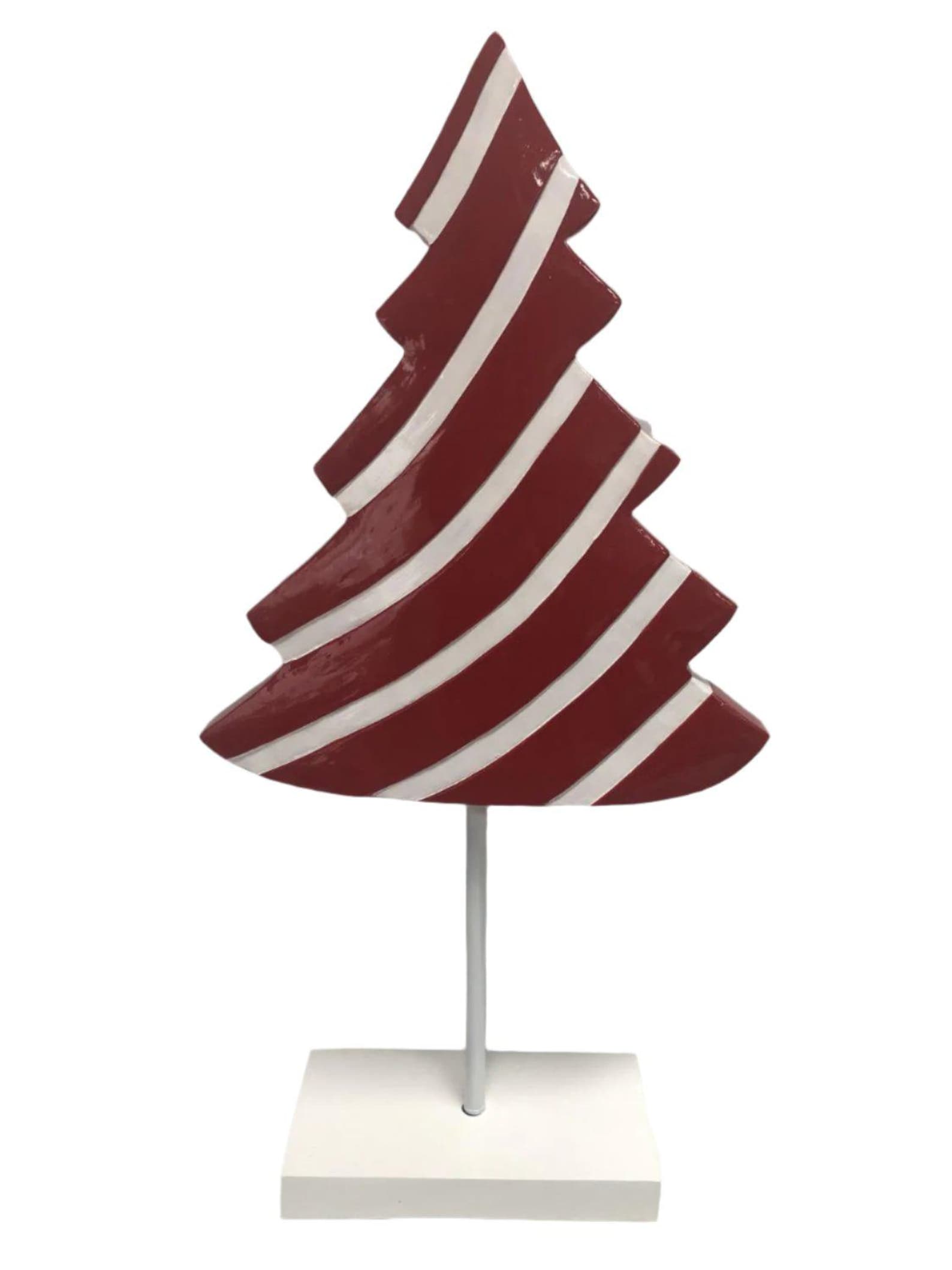 Tabletop Desktop Resin Red White Peppermint Stripe Flat Christmas Tree ...