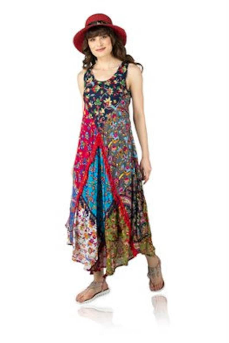 Patchwork Dress, Sleeveless, Scoop-neck, Long Dress, Floral - Etsy