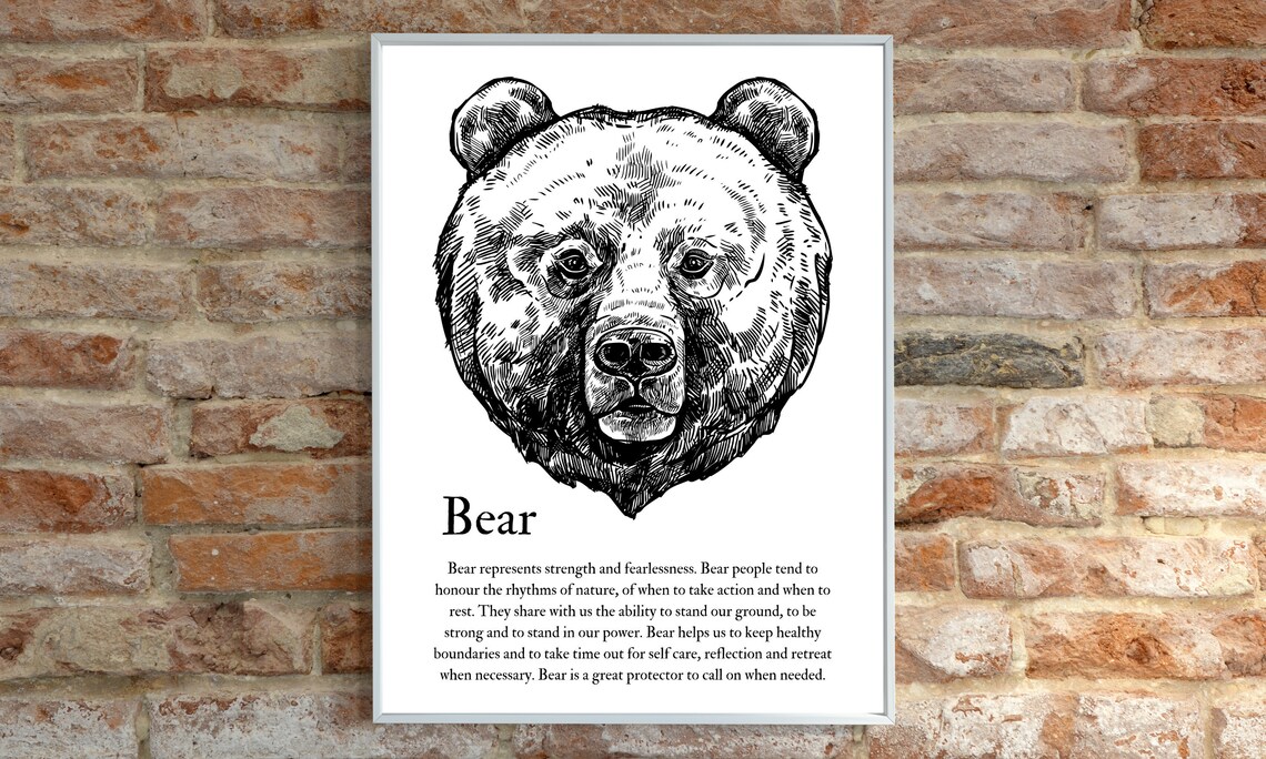 Bear Art Bear Gifts Animal Totem Gift Bear Quotes Vintage - Etsy UK