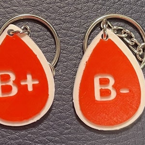 Blood Type / Blood Group Indicator Keyring Keychain - Blood Drop Shaped ...