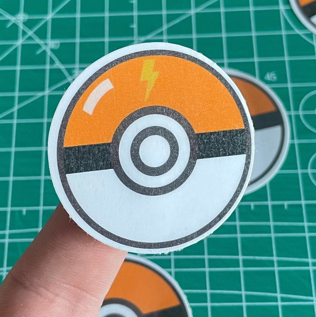 Electric Pokéball Sticker, Lightning Bolt Pokeball, Orange Pokeball ...