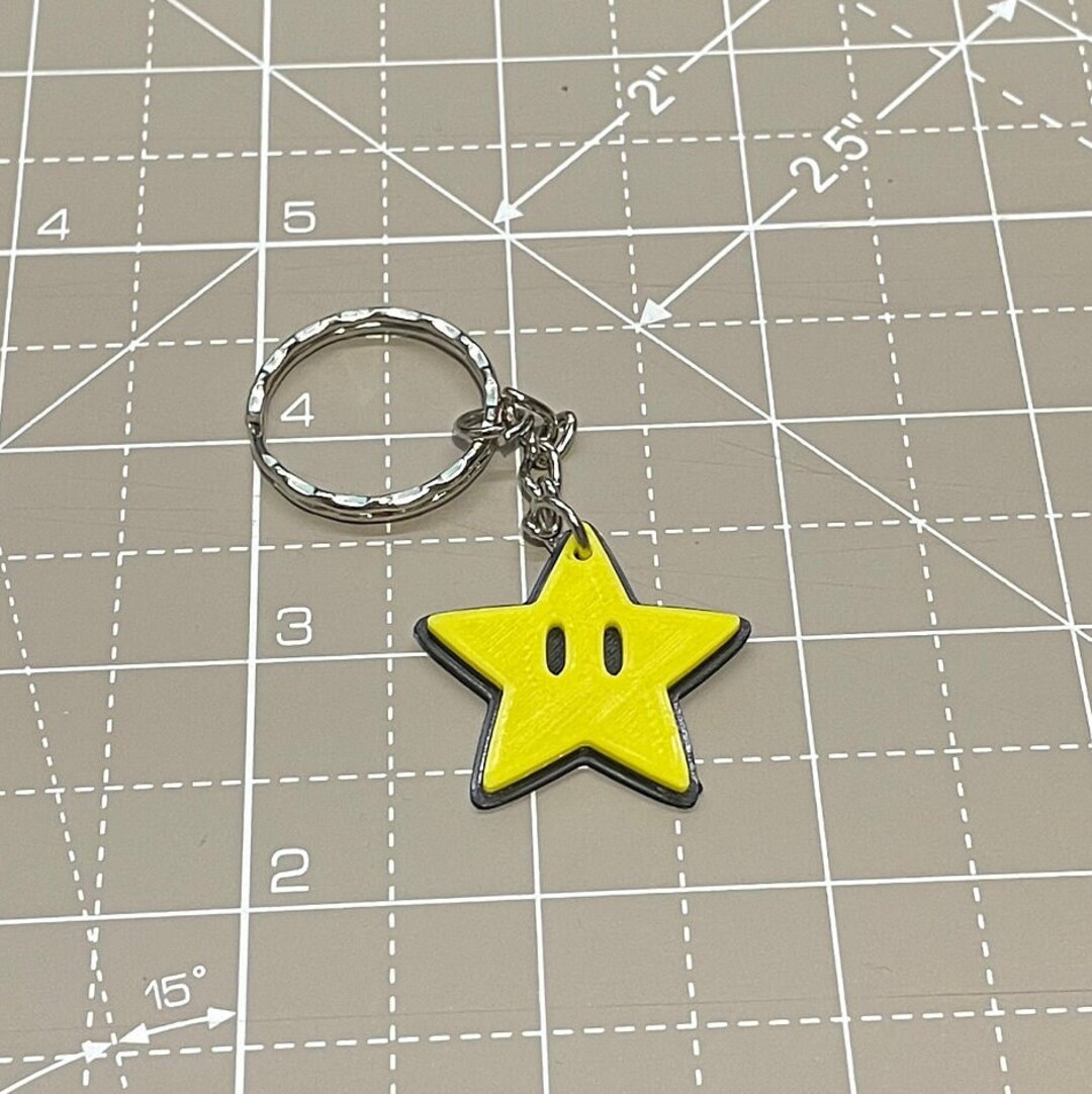 Mario Inspired Yellow Star Keyring / Keychain - Etsy