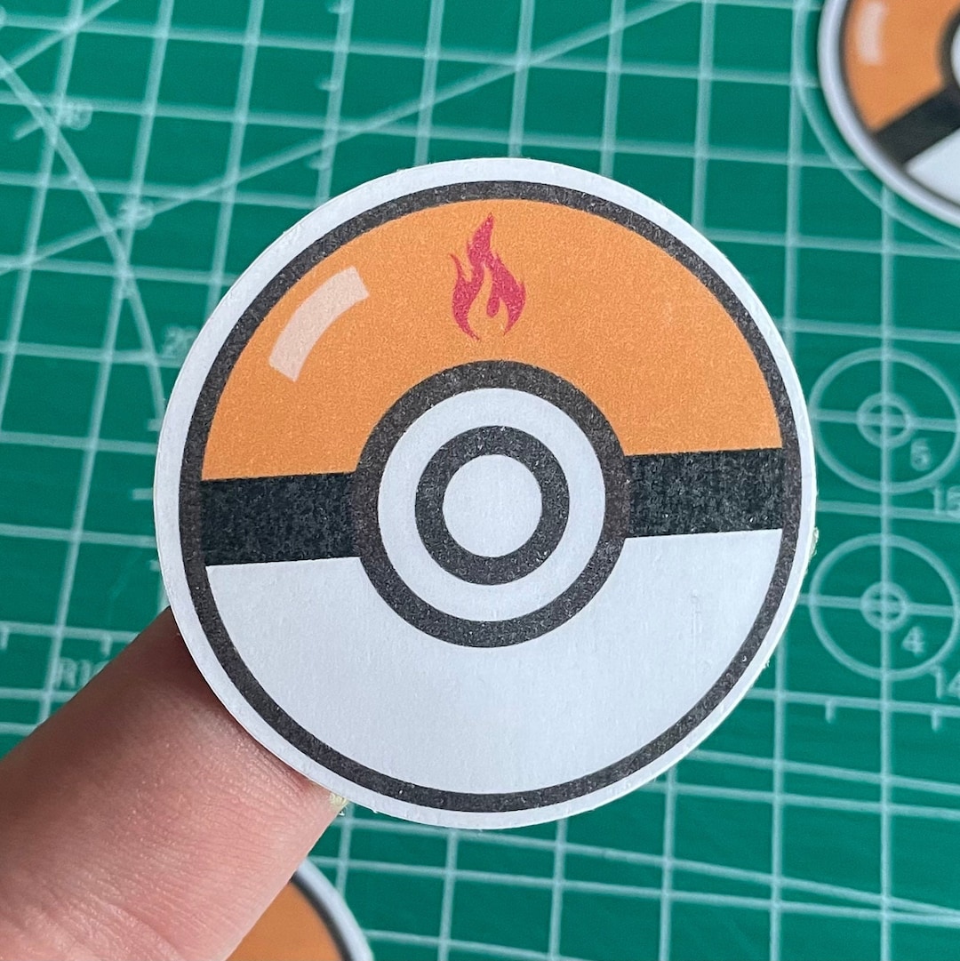 Fire Pokéball Sticker, Flame Pokeball, Orange Pokeball Decal, Pokemon ...