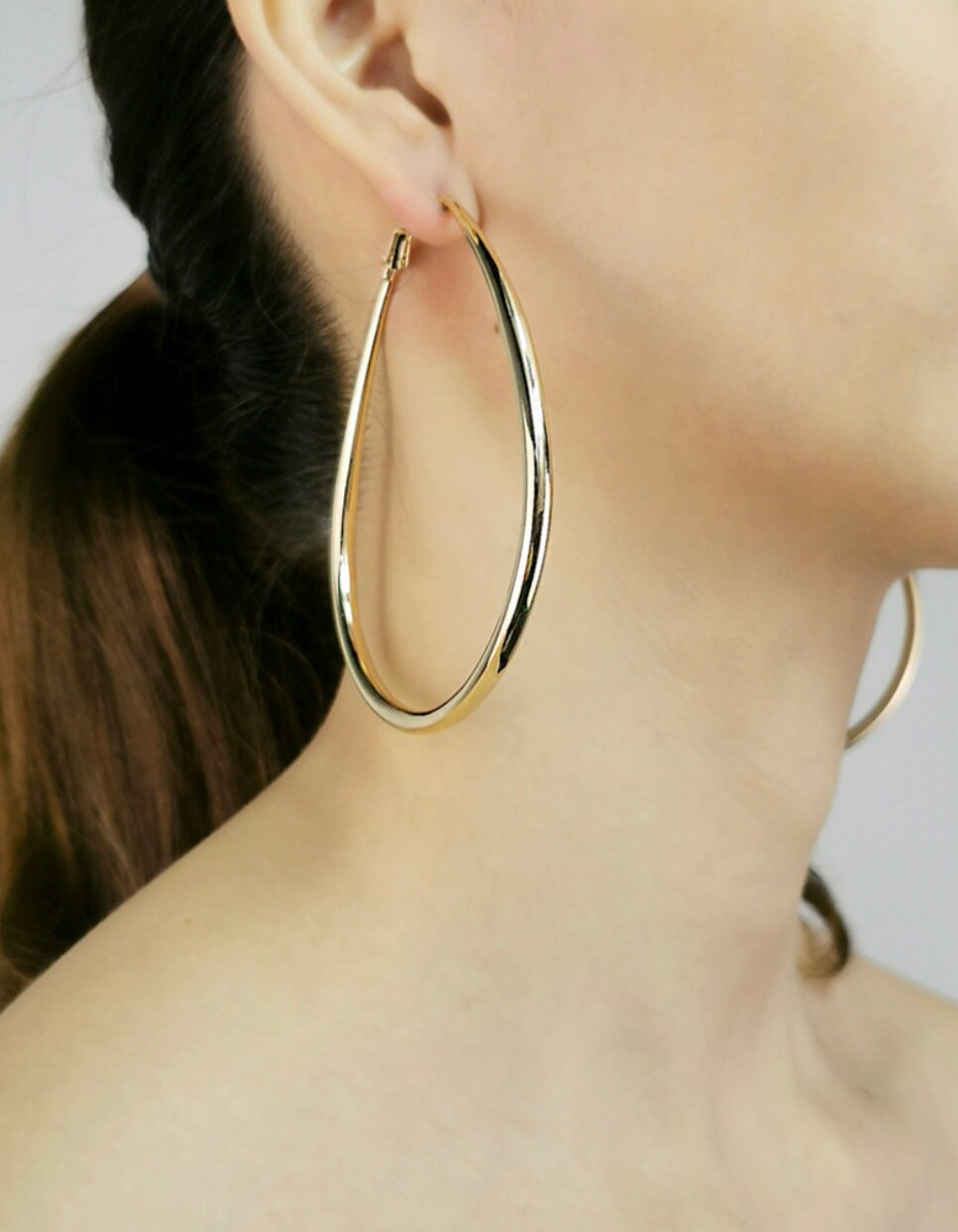 Lightweight Large Statement Oval Hoop Earrings | Etsy