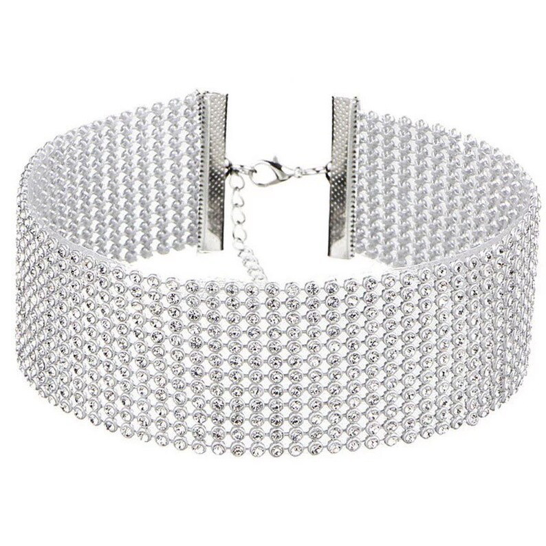 Gorgeous Sparkling Crystal Rhinestones Statement Choker Etsy Uk
