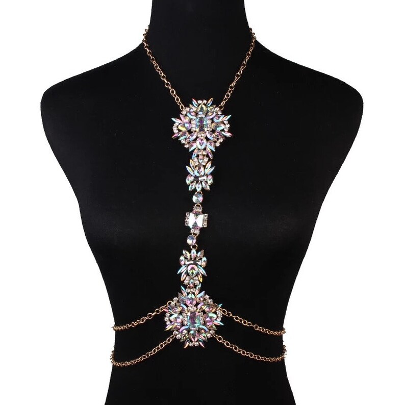 Crystal Rhinestone Tassel Statement Body Chain Jewellery Etsy