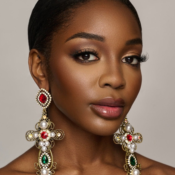 Rhinestone Earrings - Etsy