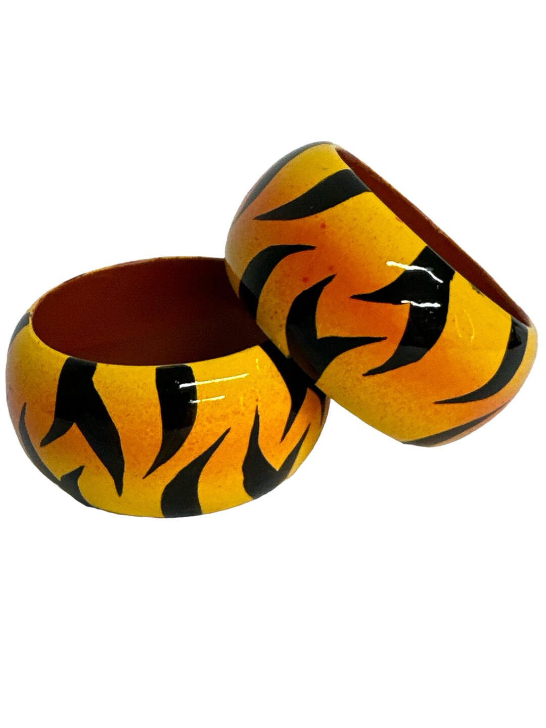 Wide Chunky Hand Painted Ethnic Wooden Bangle Bracelets - Etsy