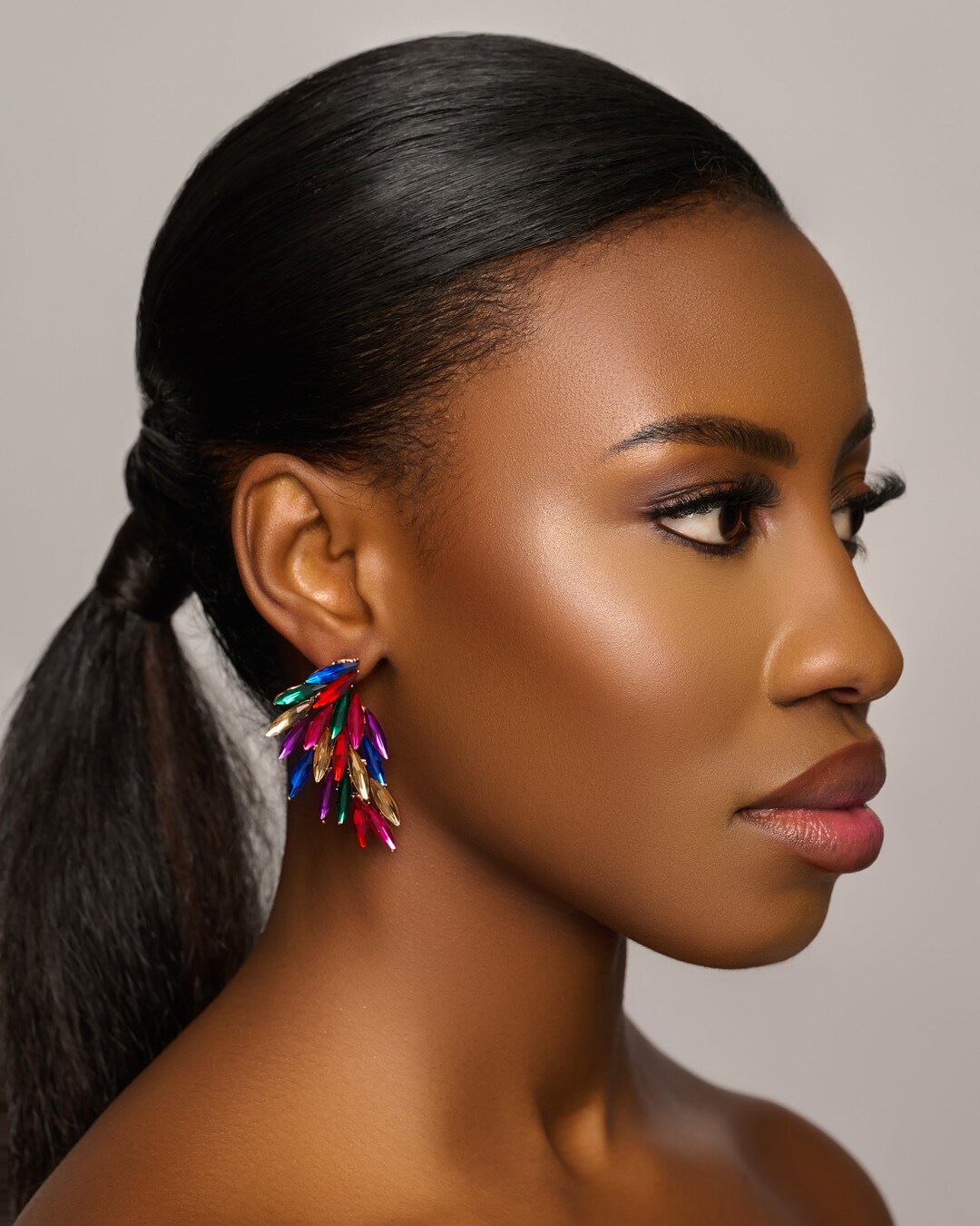 Multicolour Rhinestones Crystal Statement Stud Earrings - Etsy