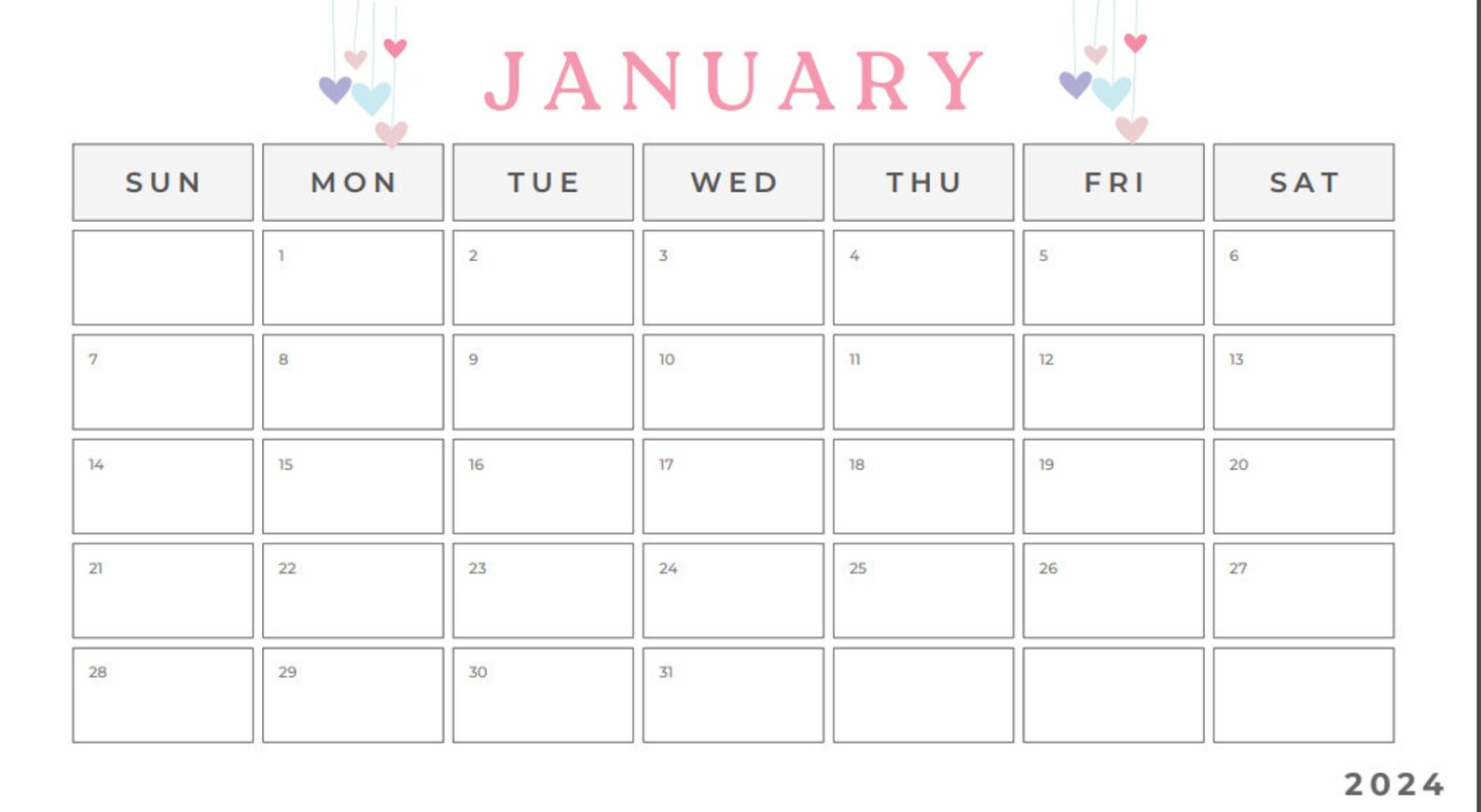 Heart Digital Calendar - Etsy