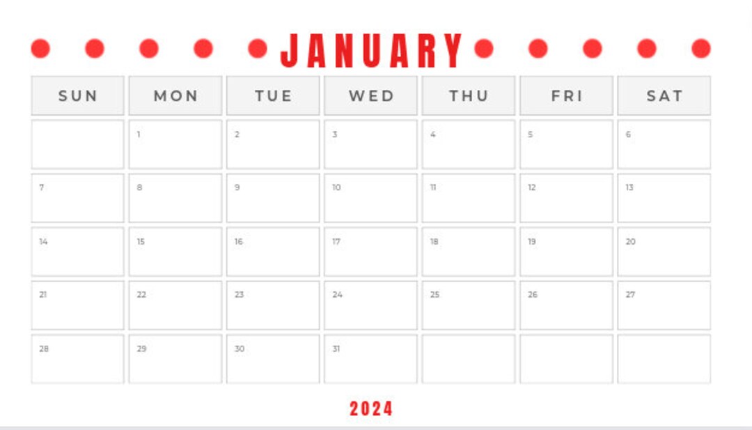Red Digital Calendar - Etsy