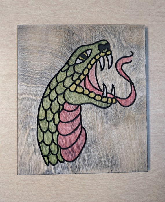 Traditional Snake Head Tattoo