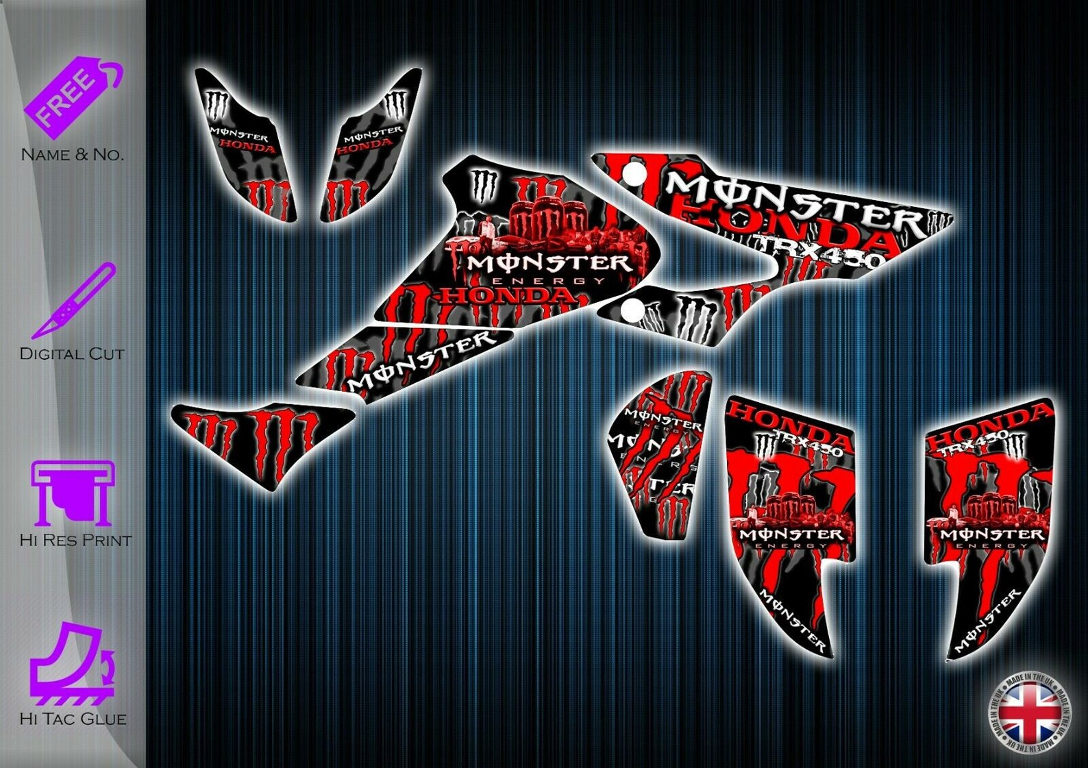 Honda Trx450r Stickers Graphics Kit Decals Trx 450 R Atv Graphics Kit ...