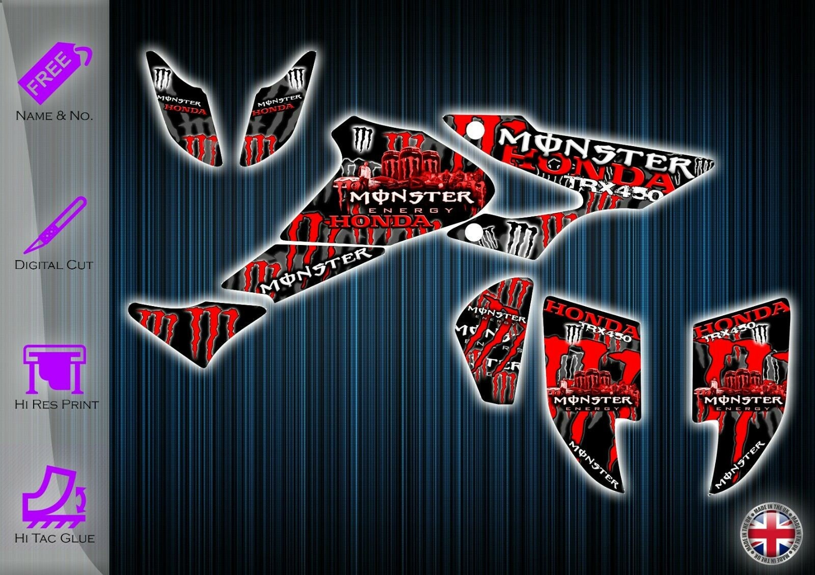 Honda Trx450r Stickers Graphics Kit Decals Trx 450 R Atv Graphics Kit ...