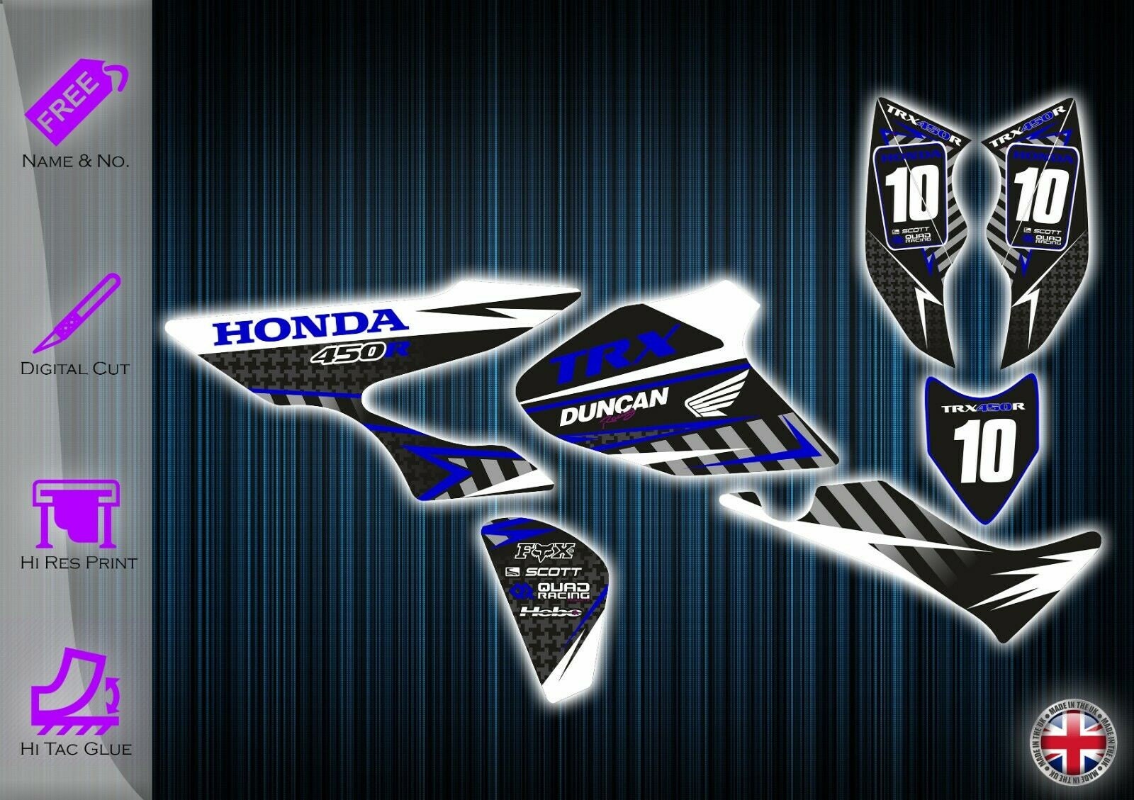 Honda Trx450r Stickers - Graphics Kit - Decals Trx 450 R Atv Graphics ...