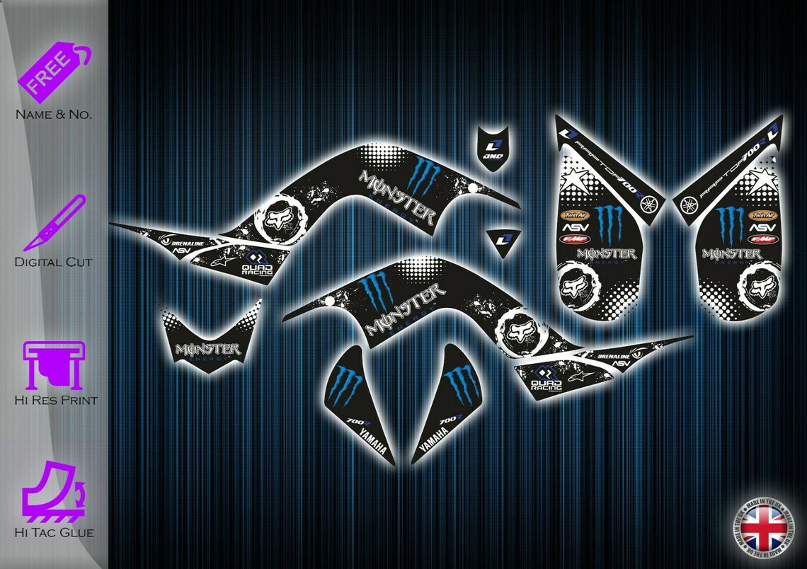 Yamaha raptor 700 stickers graphics kit decals yfm 700 atv | Etsy
