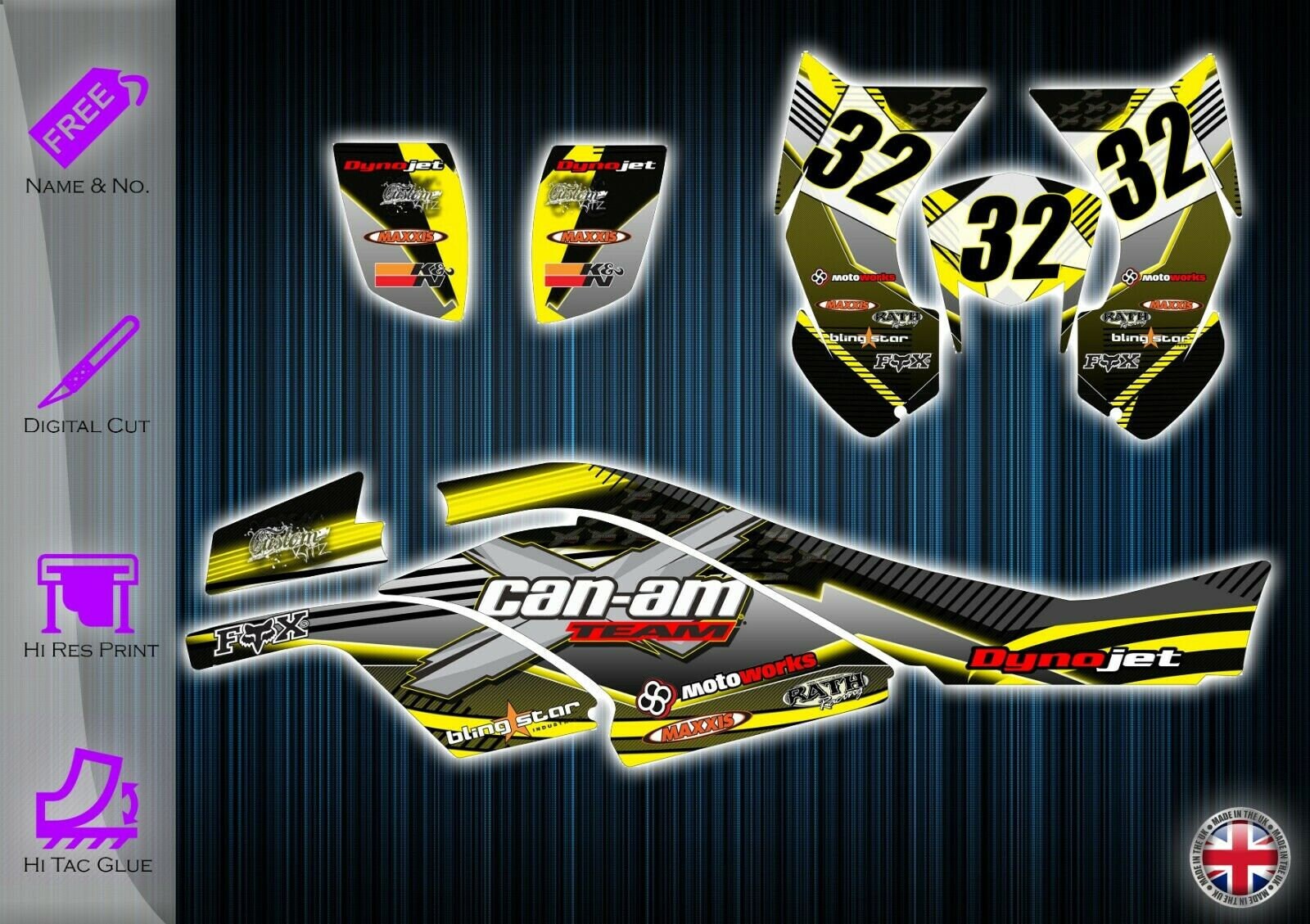 Can Am Ds450 Stickers - Graphics Kit - Decals Canam Ds 450 Atv Graphics ...