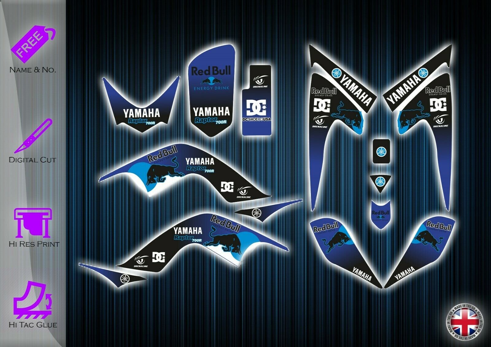 Yamaha raptor 700 stickers graphics kit decals yfm 700 atv | Etsy