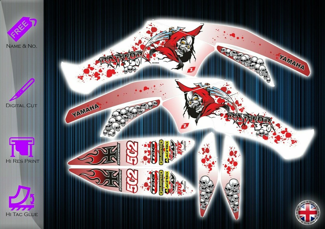 Yamaha Raptor 350 Stickers - Graphics Kit - Decals Yfm 350 Atv Graphics ...