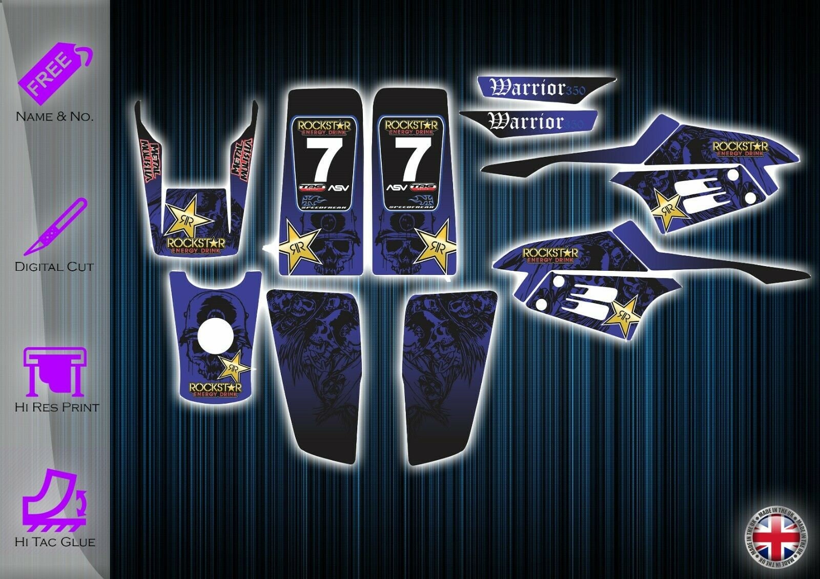 Yamaha warrior 350 stickers graphics kit decals warrior | Etsy