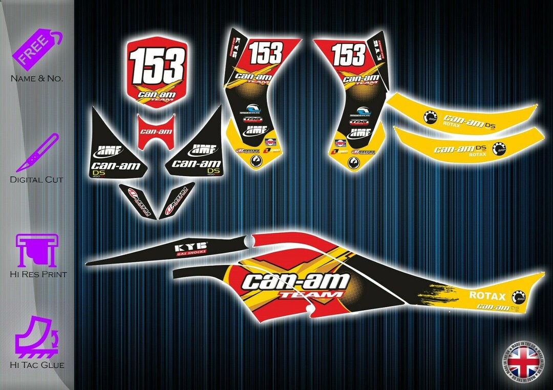 Can Am Ds450 Stickers - Graphics Kit - Decals Canam Ds 450 Atv Graphics ...