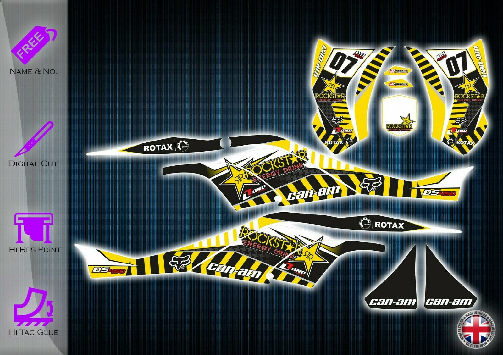 Can Am Ds450 Stickers - Graphics Kit - Decals Canam Ds 450 Atv Graphics ...