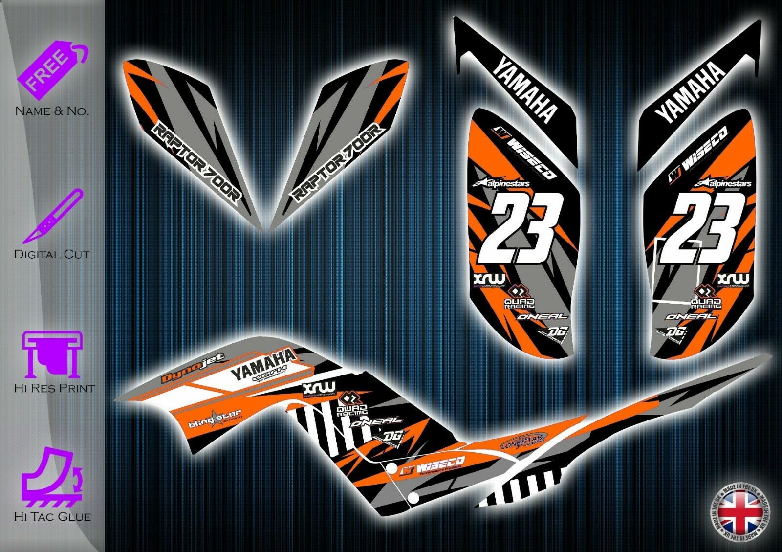 Yamaha raptor 700 stickers graphics kit decals yfm 700 atv | Etsy