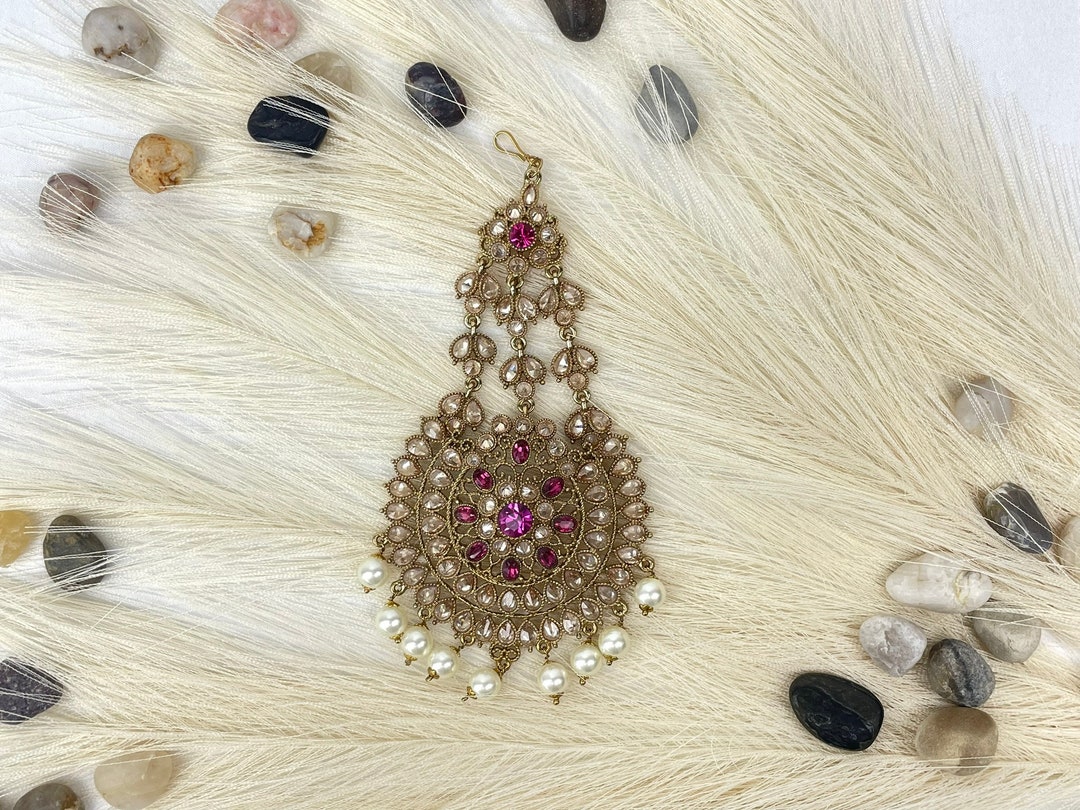 Rounded Pink and Cream Pasa/ Jhumar - Indian Jewellery - Etsy