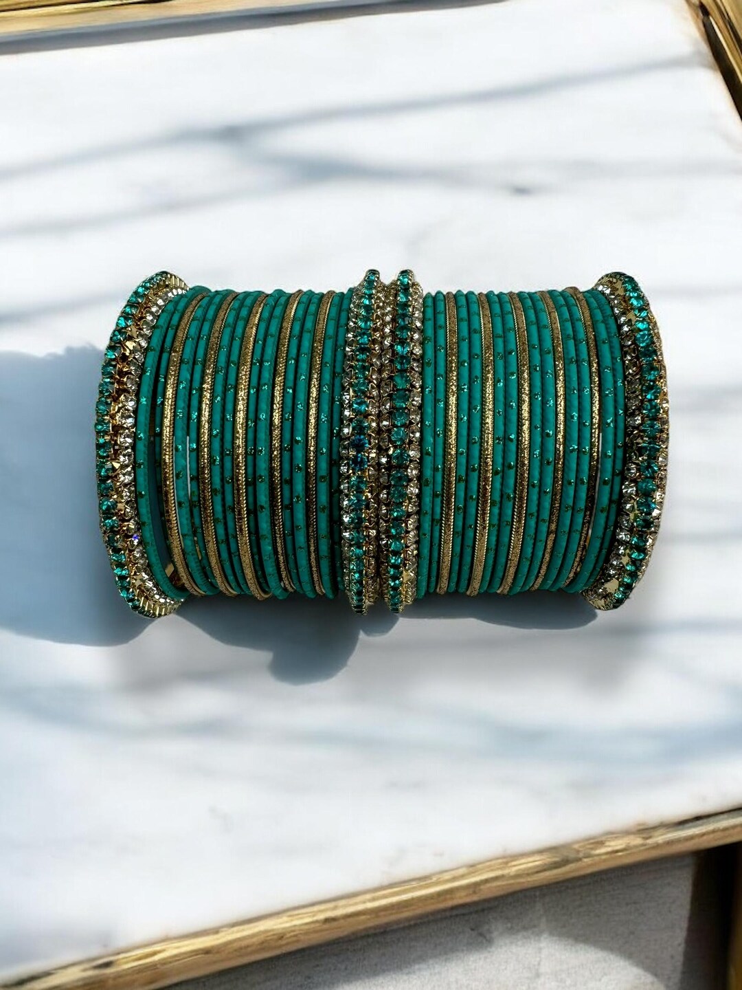 Chain Churi Rama + Gold Crystal Bangle Set - Indian Jewellery - Etsy