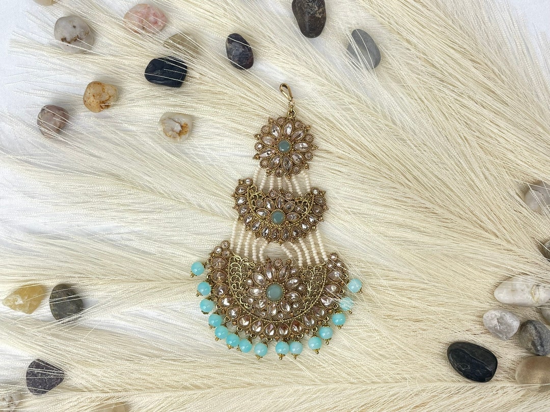 Sky Blue and Gold Tiered Pasa/ Jhumar - Indian Jewellery - Etsy