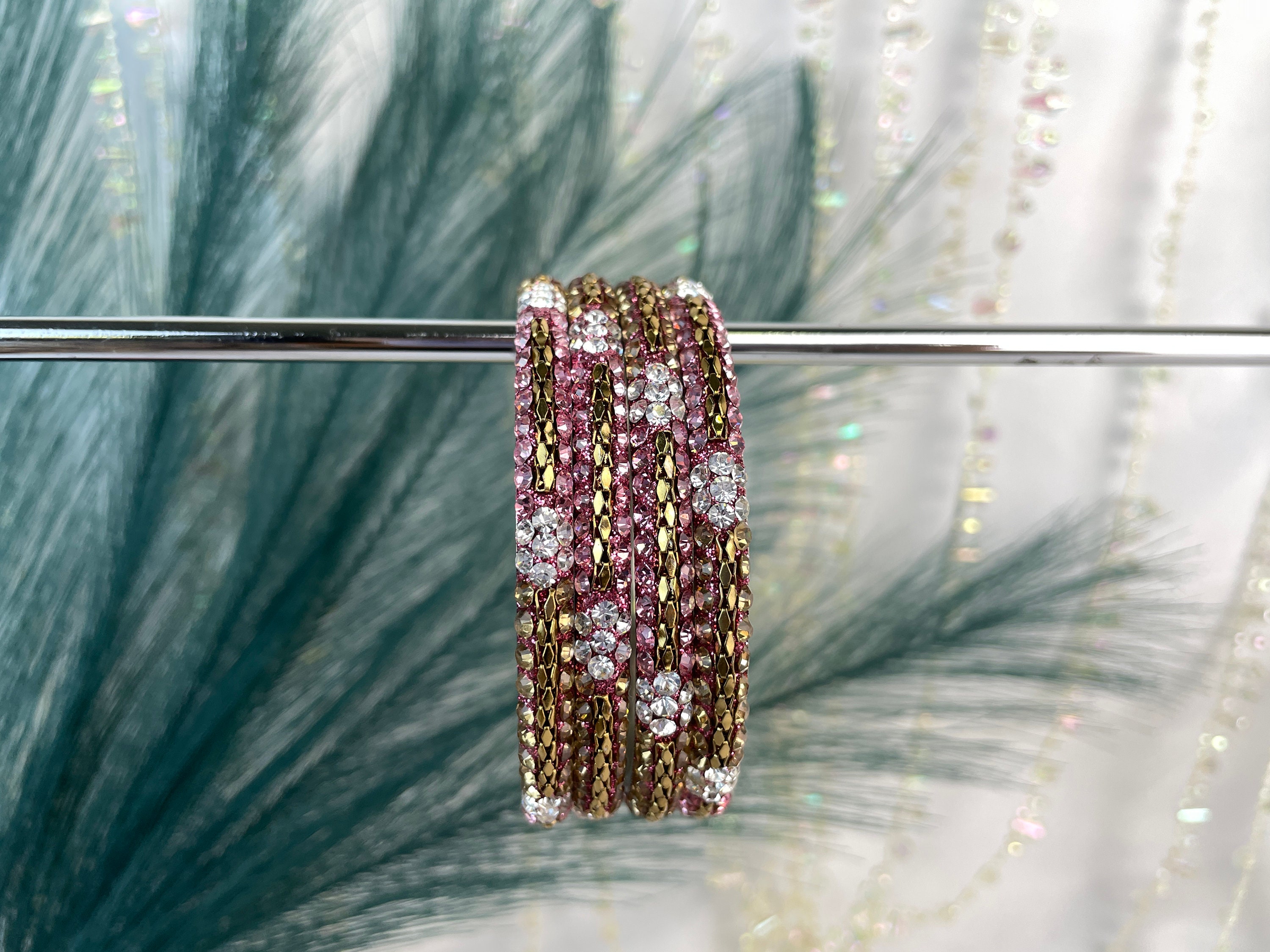 Antique Baby Pink Set of 4 Churi Indian Jewellery - Etsy