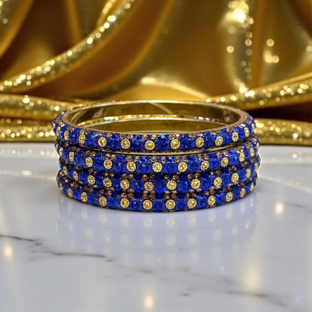 Royal Blue Churi Bangle Set of 4 Indian Pakistani Wedding Jewelry ...