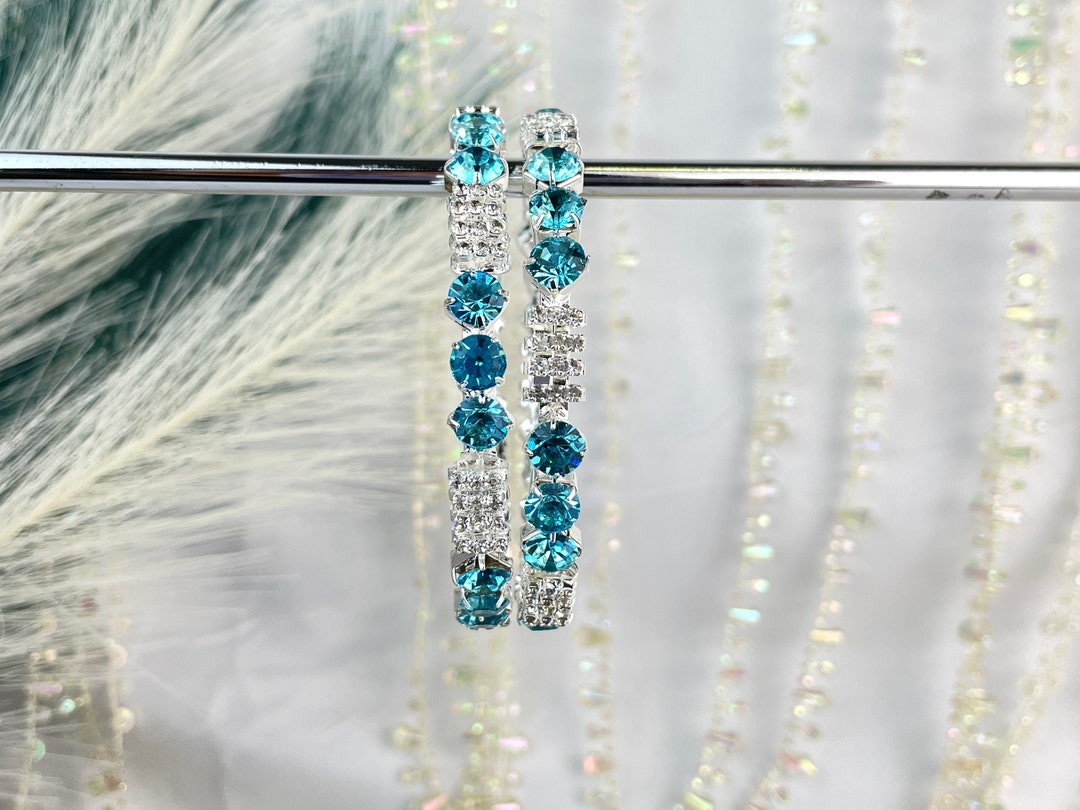 Turquoise and Silver Crystal Kara Set of 2 - Indian Jewellery - Etsy
