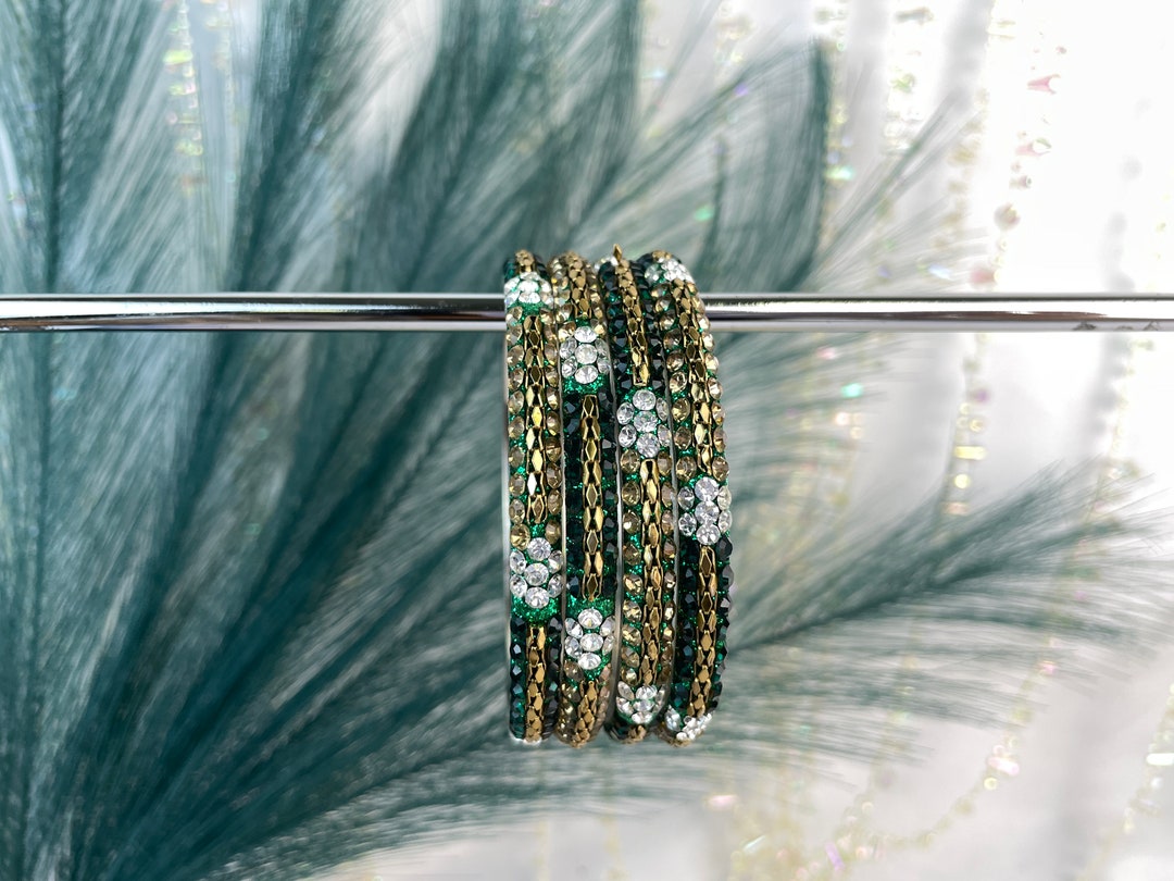 Antique Green Set of 4 Churi - Indian Jewellery - Etsy UK