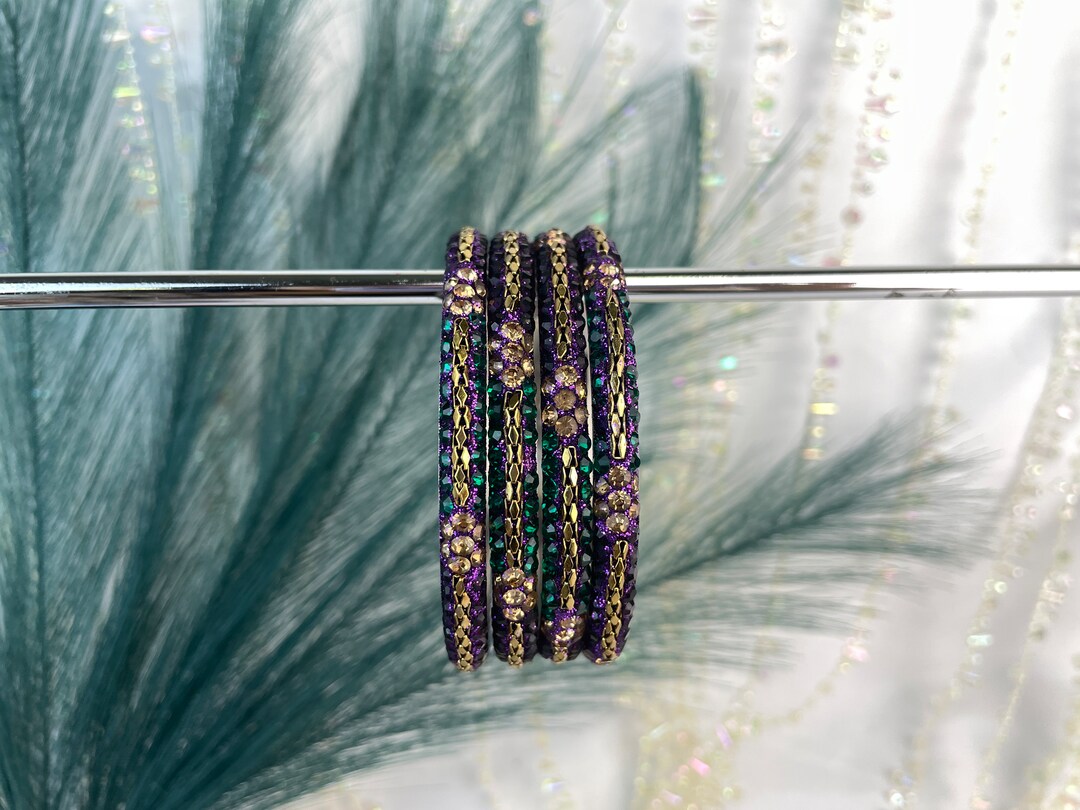 Antique Purple and Green Set of 4 Churi - Indian Jewellery - Etsy UK