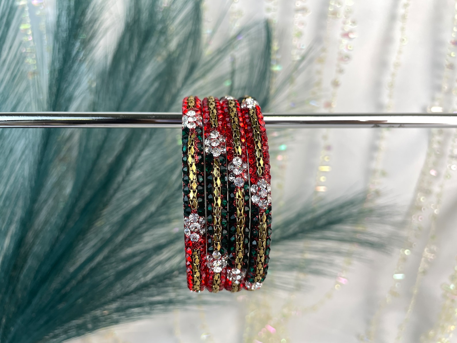 Antique Red and Green Set of 4 Churi Indian Jewellery - Etsy UK