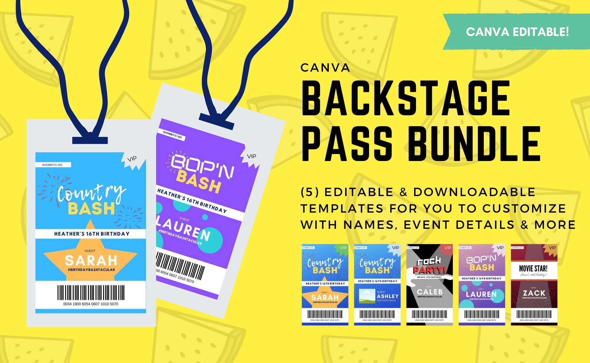 Backstage VIP Party Passes - Completely Customizable, All Access Badges ...