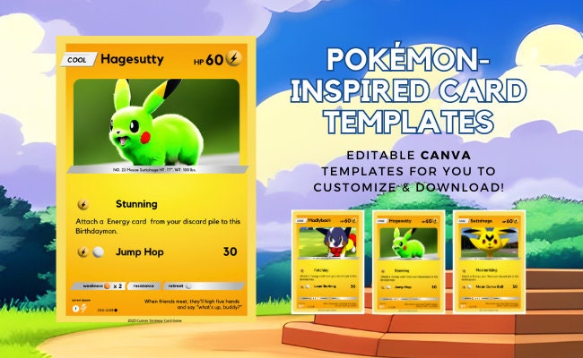 Pokémon-inspired PDF Card Template | Completely Customizable | Edit ...