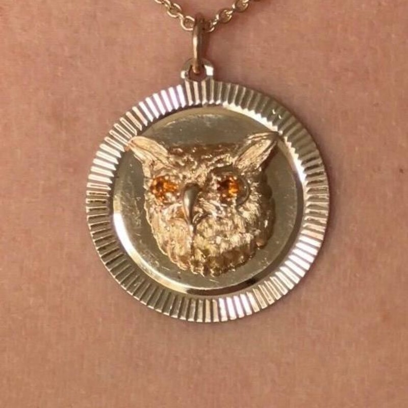 14k Gold Owl Charm - Etsy