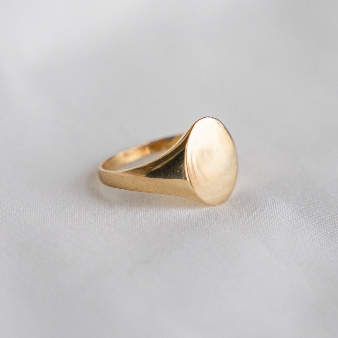 Vintage 10k Solid Gold Oval Signet Finger Size 8 - Etsy