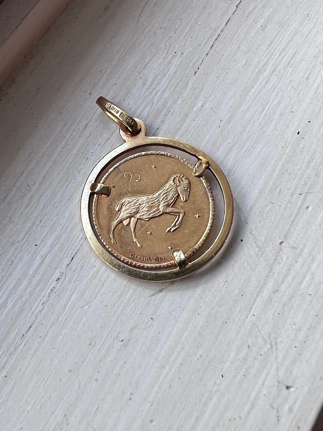 Vintage 14k Petite Aries Medallion in Solid Zodiac Pendant Medallion by ...