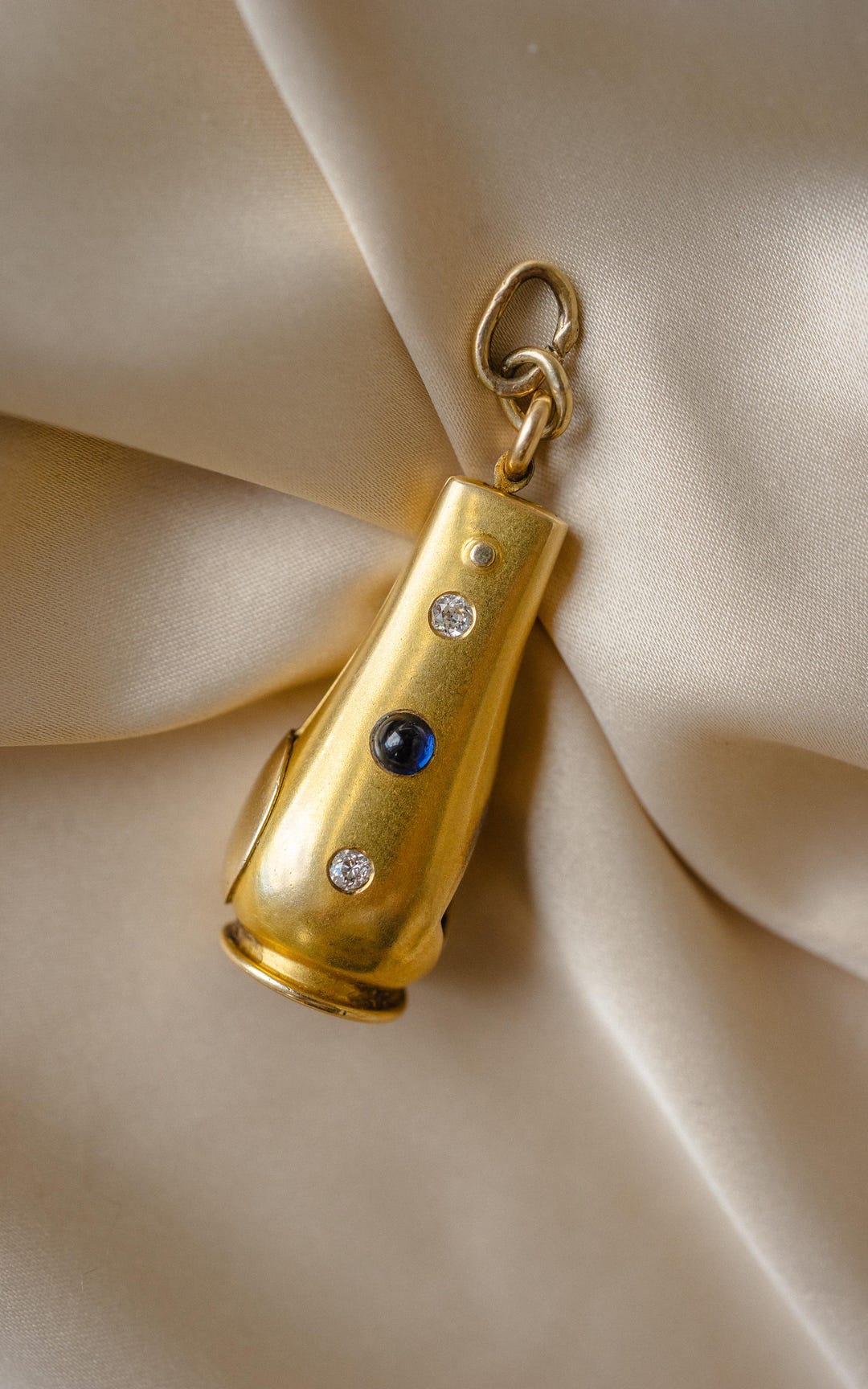 Vintage 14k Gold Cigarello Cutter Pendant, Sapphire & Diamond Charm - Etsy