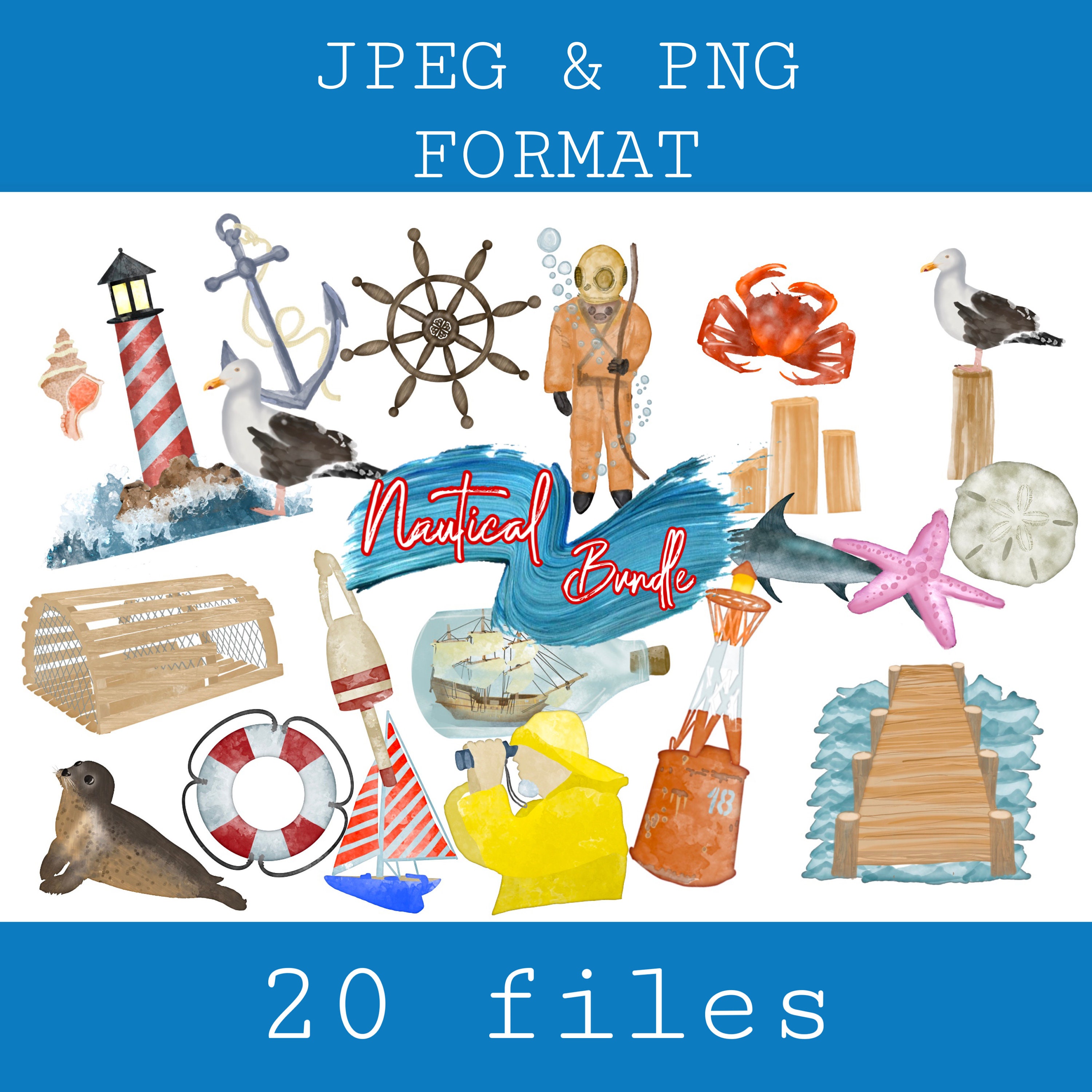 Nautical Clipart Bundle PNG JPEG - Etsy Australia