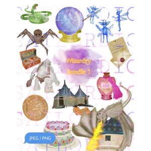 Watercolor HP Wizardry Large Bundle PNG/JPG - Etsy