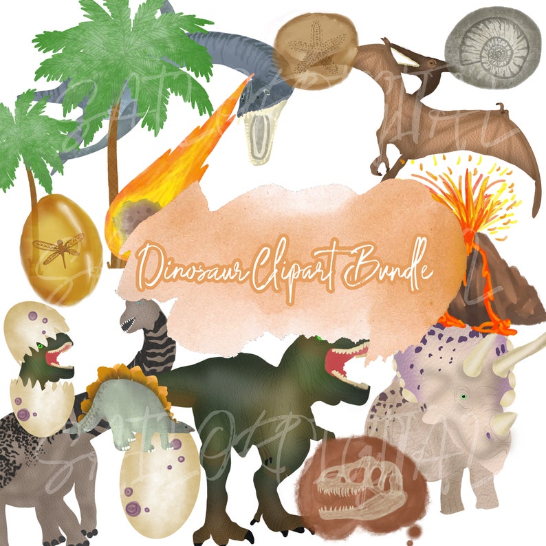 Dinosaur Clipart Bundle PNG JPEG Files - Etsy