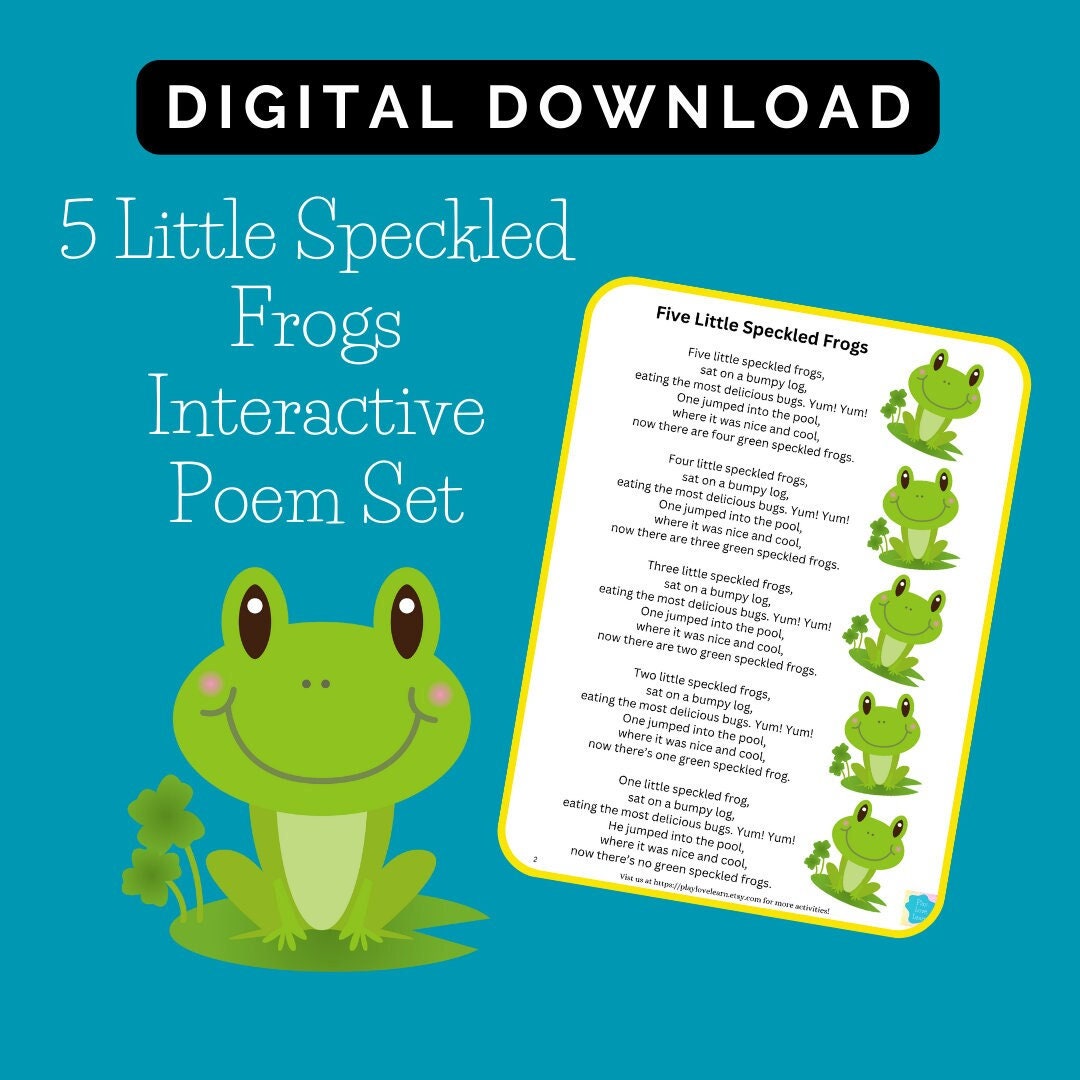 Five Little Speckled Frogs Poem Activity Printout DIGITAL DOWNLOAD ...