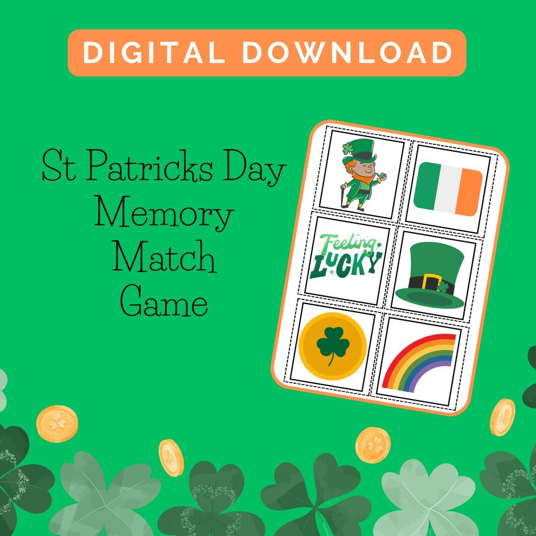 St Patricks Day Matching Game DIGITAL DOWNLOAD Toddler Activity ...