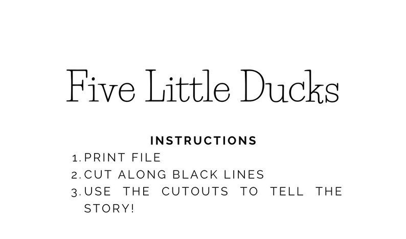 Five Little Ducks Poem Activity Printout DIGITAL DOWNLOAD Toddler and ...