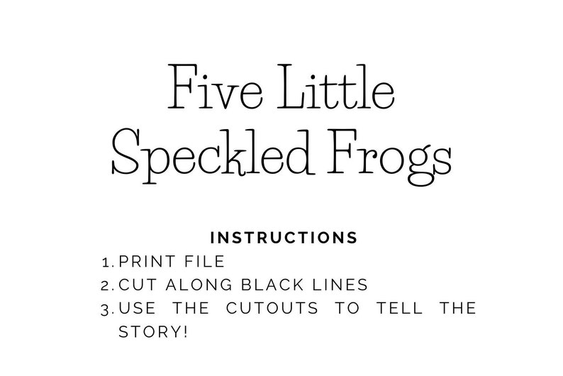 Five Little Speckled Frogs Poem Activity Printout DIGITAL DOWNLOAD ...